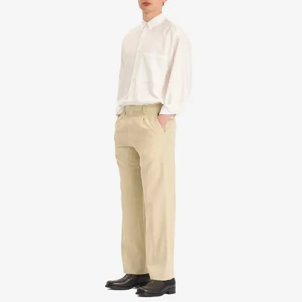 Auralee Light Cotton Wool Viyella Slacks - Light Khaki | Editorialist